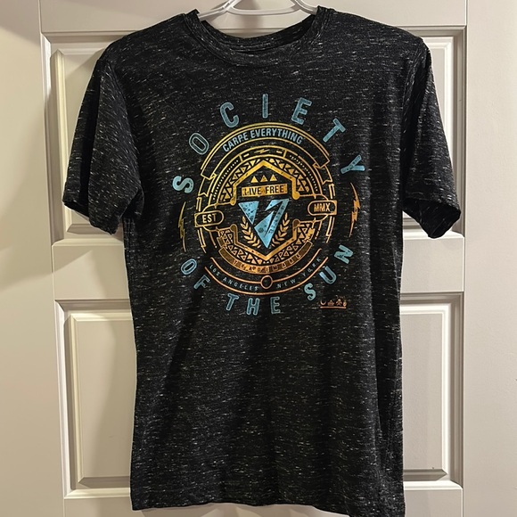 Society | Shirts & Tops | Society Black Short Sleeve Tee With Vintage ...